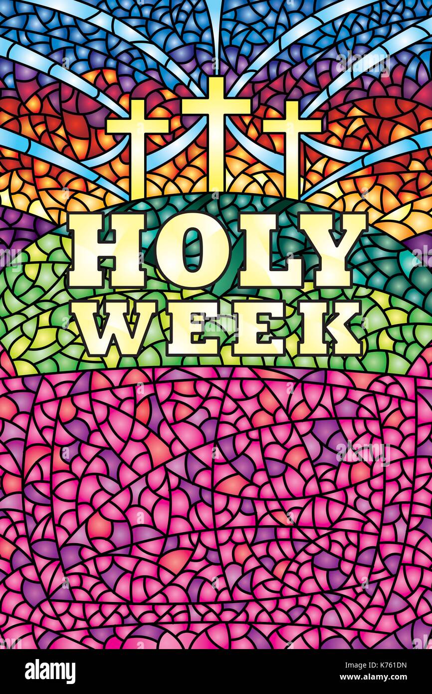 Holy Week in stained glass with the theme of the crucifixion of Christ ...