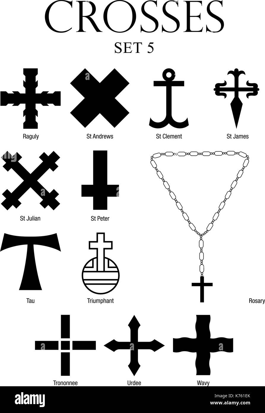 Set of crosses with names on white background. Size A4 - Vector image ...