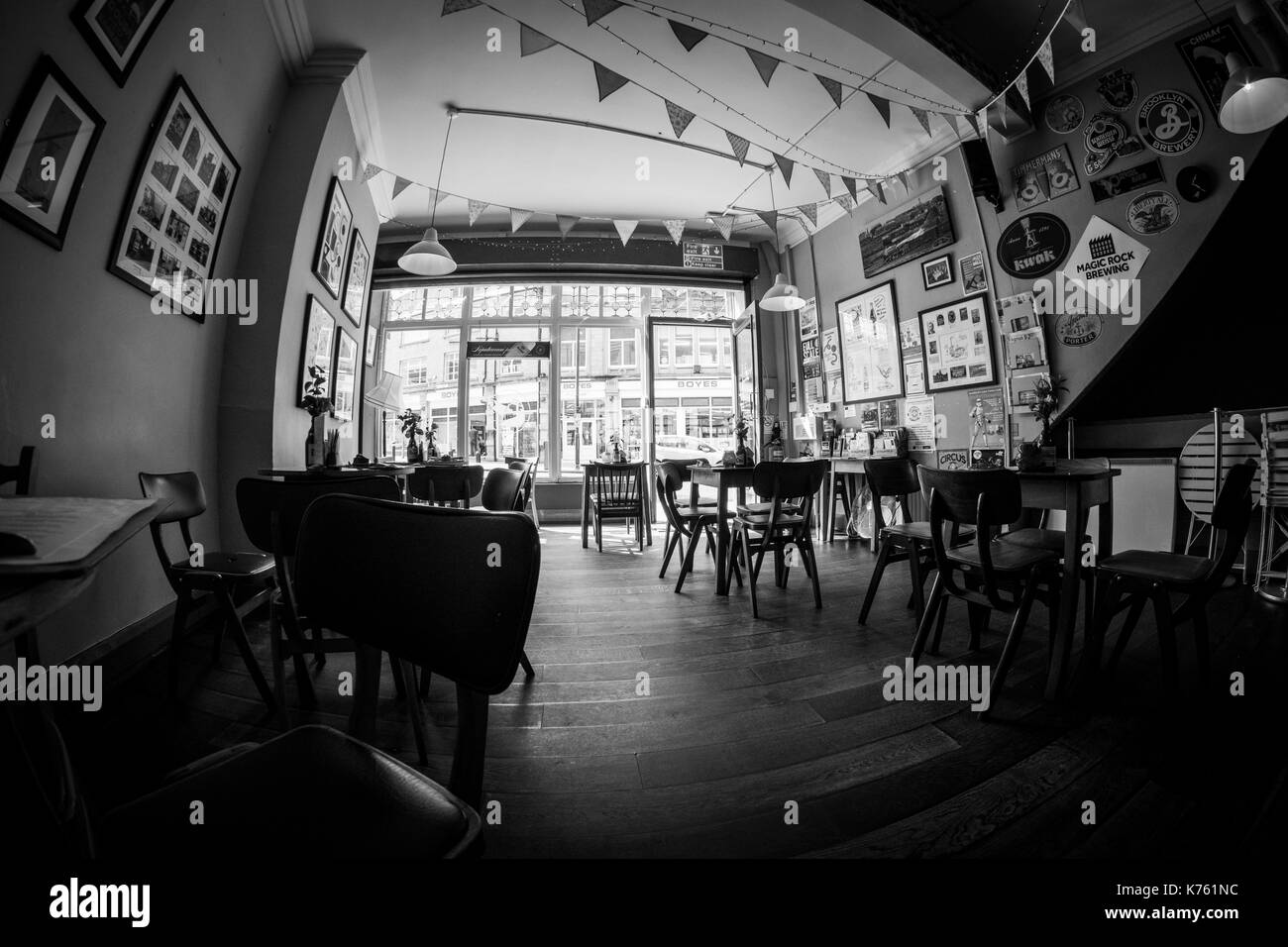 Inside The Sparrow bar in the independent area of Bradford Stock Photo ...