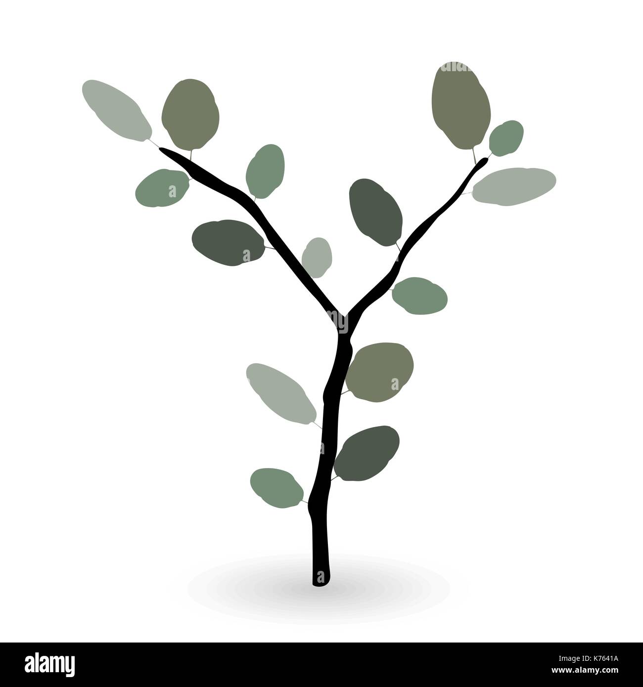 Colorful naturalistic green leaves on branch. Vector Illustration Stock ...