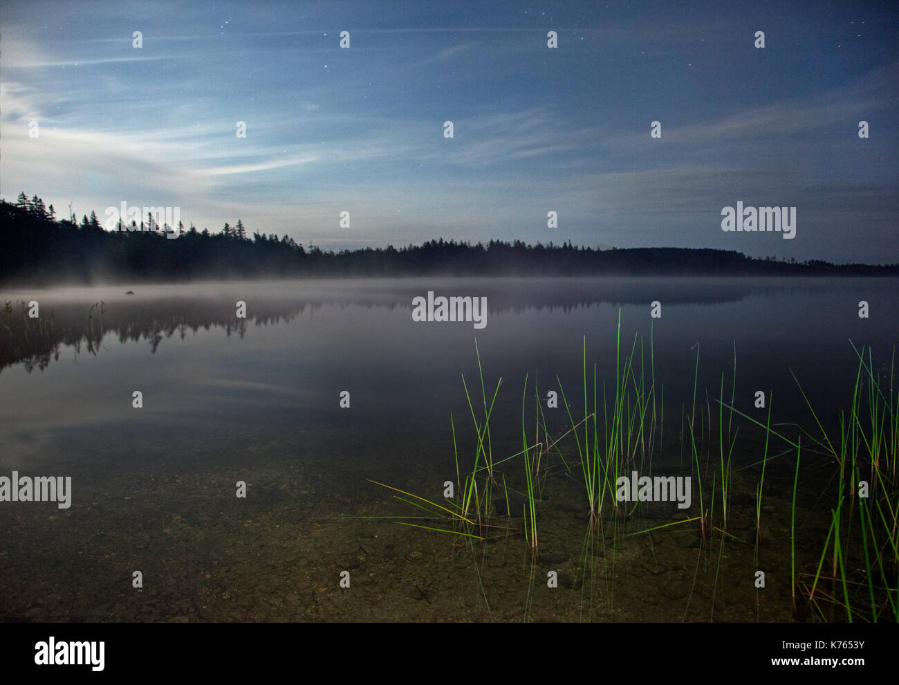 Moonlight lake shore night hi-res stock photography and images - Alamy