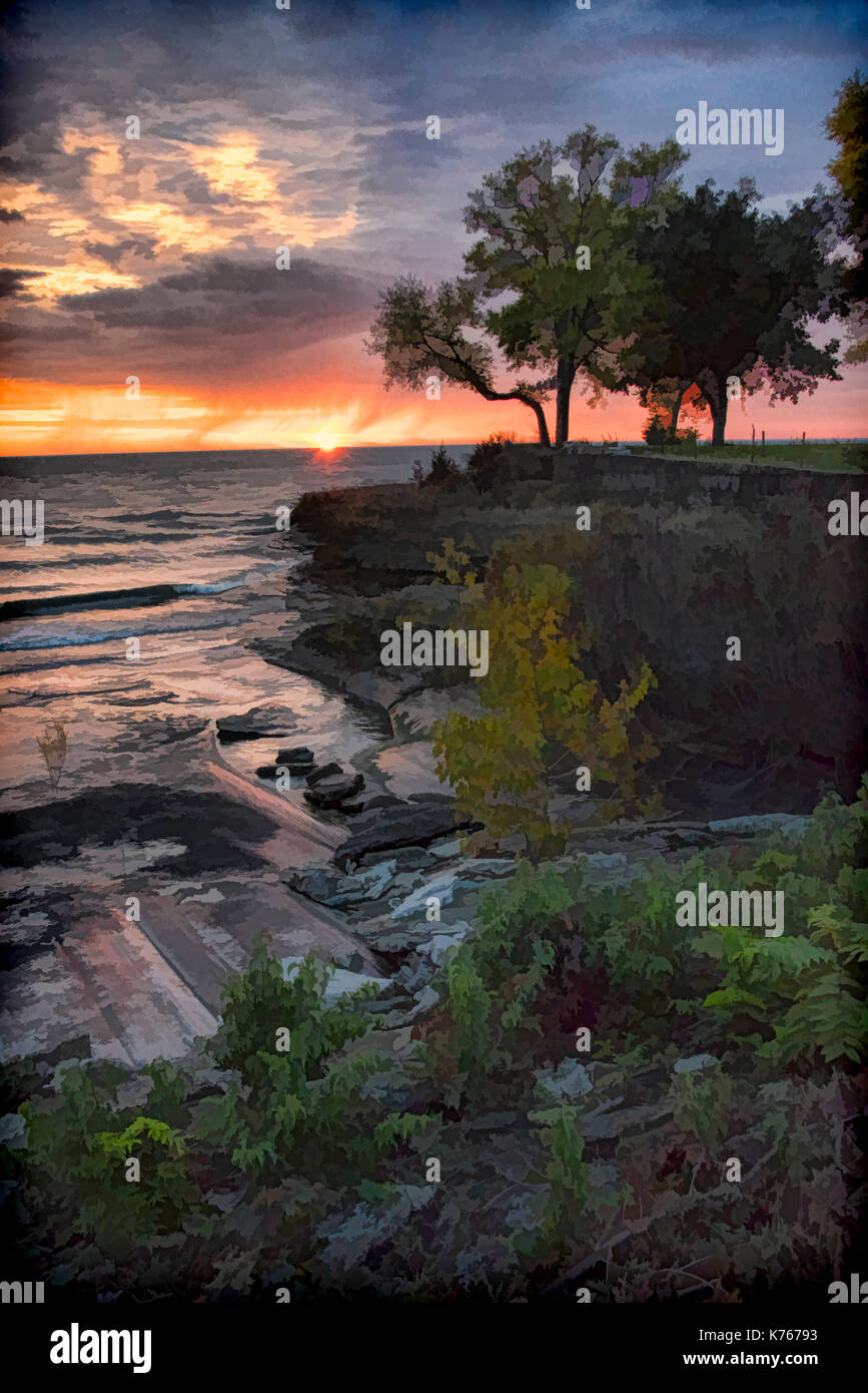sunrise at the shoreline of Lake Erie Stock Photo - Alamy