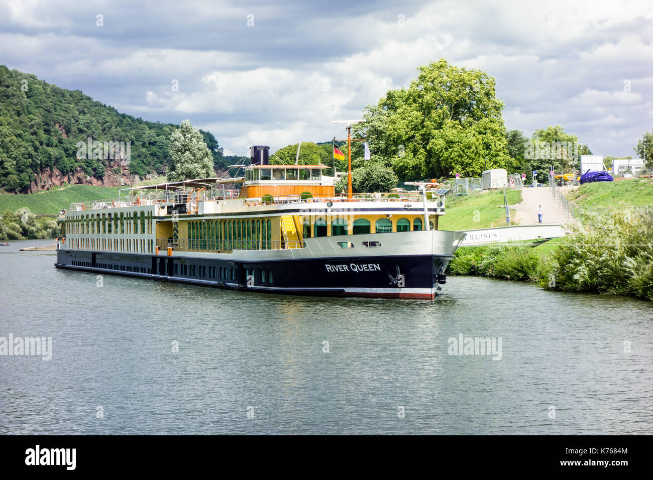 TRIER, GERMANY - 4TH Aug 17: River Queen cruise ship docks along the ...