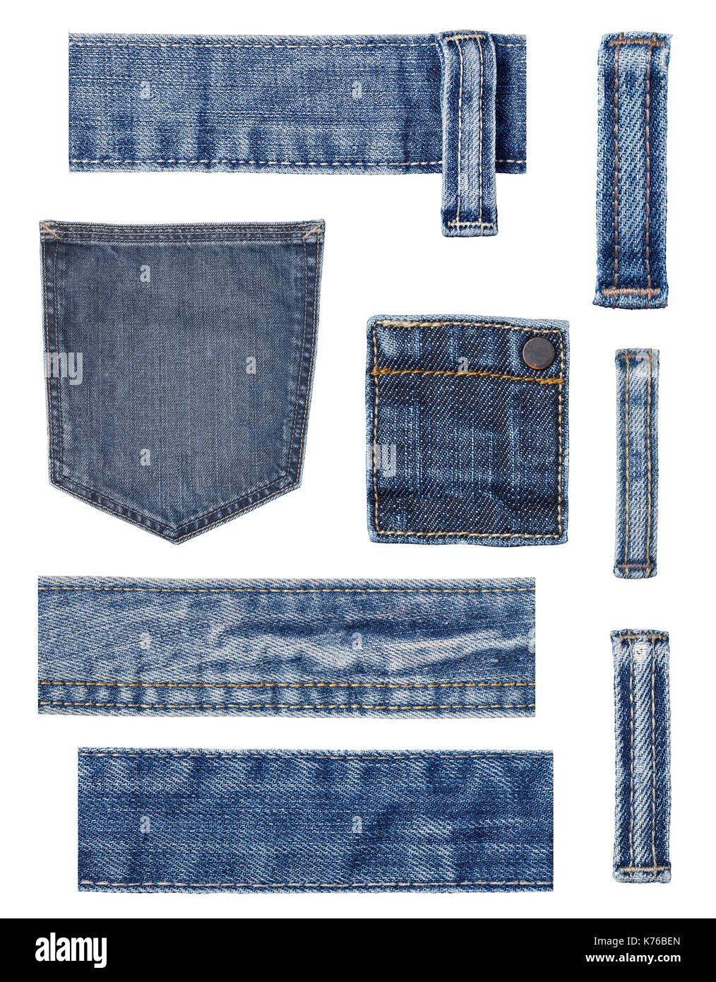 collection of various jeans parts and buttons Stock Photo - Alamy