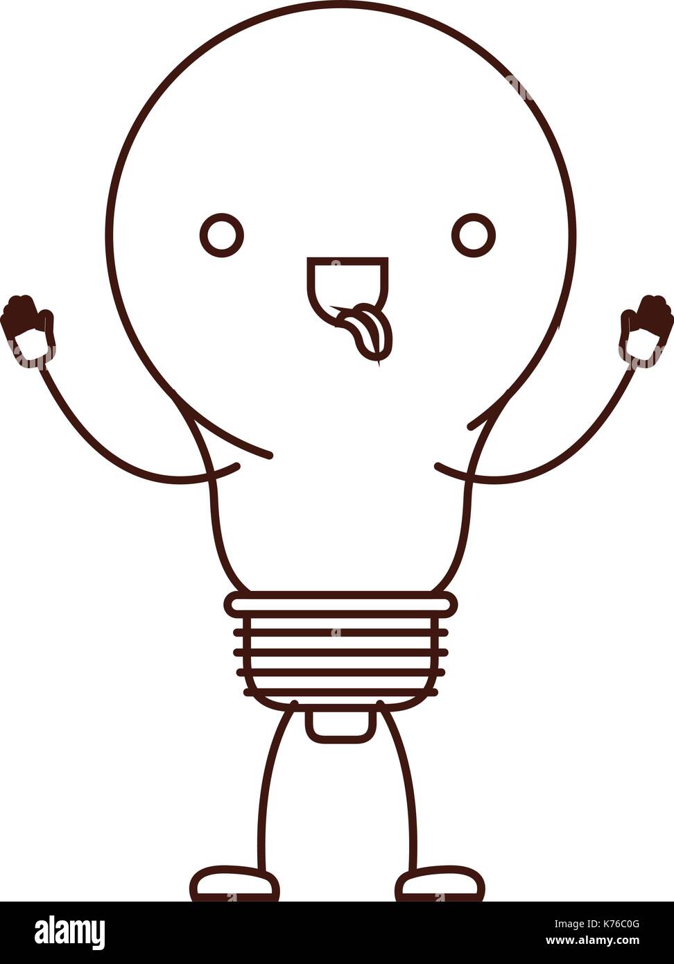 light bulb kawaii caricature in brown color contour Stock Vector Image ...