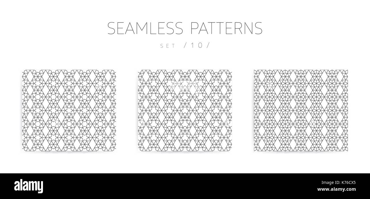Vector seamless geometric patterns collection with editable stro Stock ...