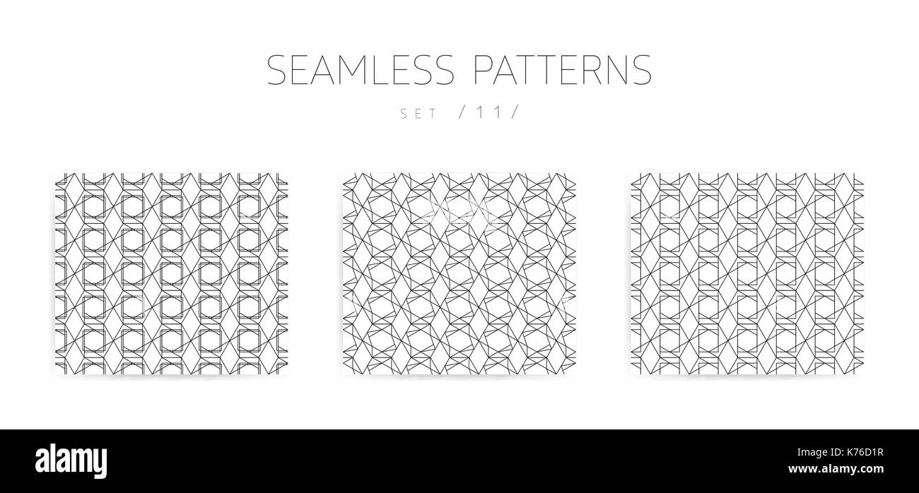 Vector seamless geometric patterns collection with editable stro Stock ...