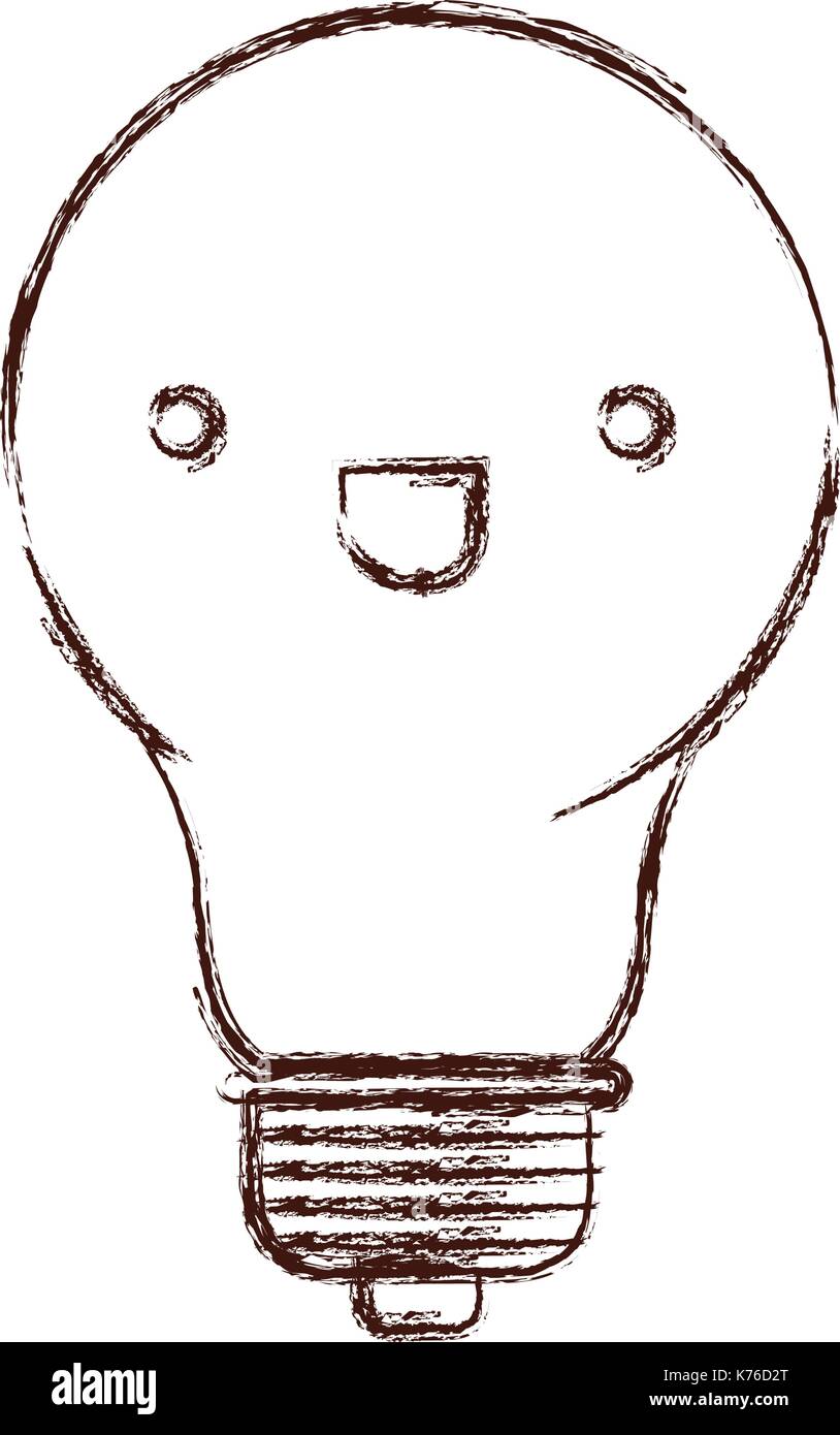 light bulb kawaii caricature in blurred brown color contour Stock ...