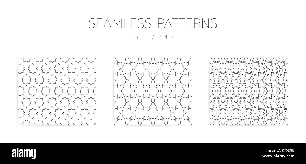 Vector seamless geometric patterns collection with editable stro Stock ...