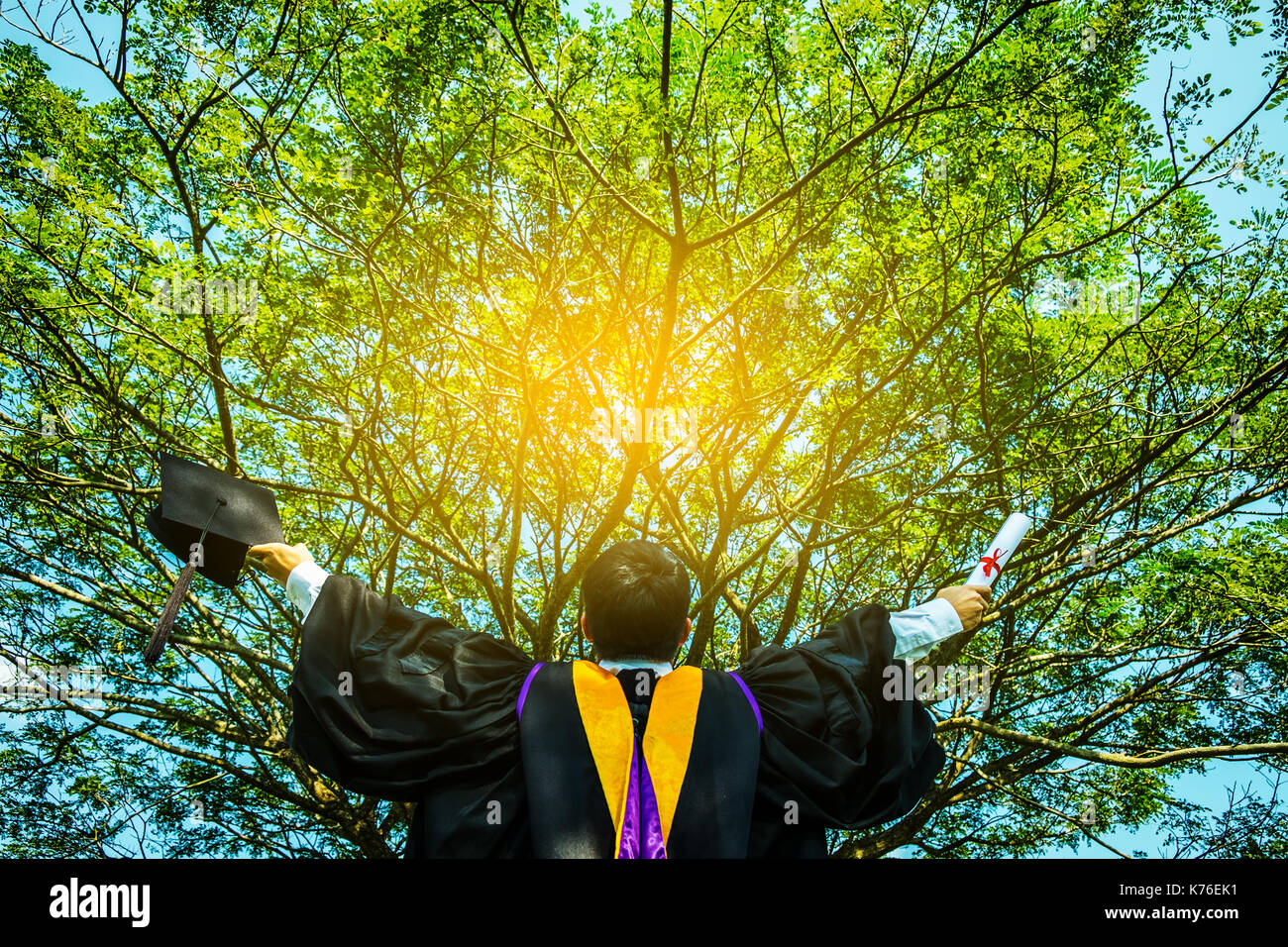 successful graduating student with nature background Stock Photo - Alamy