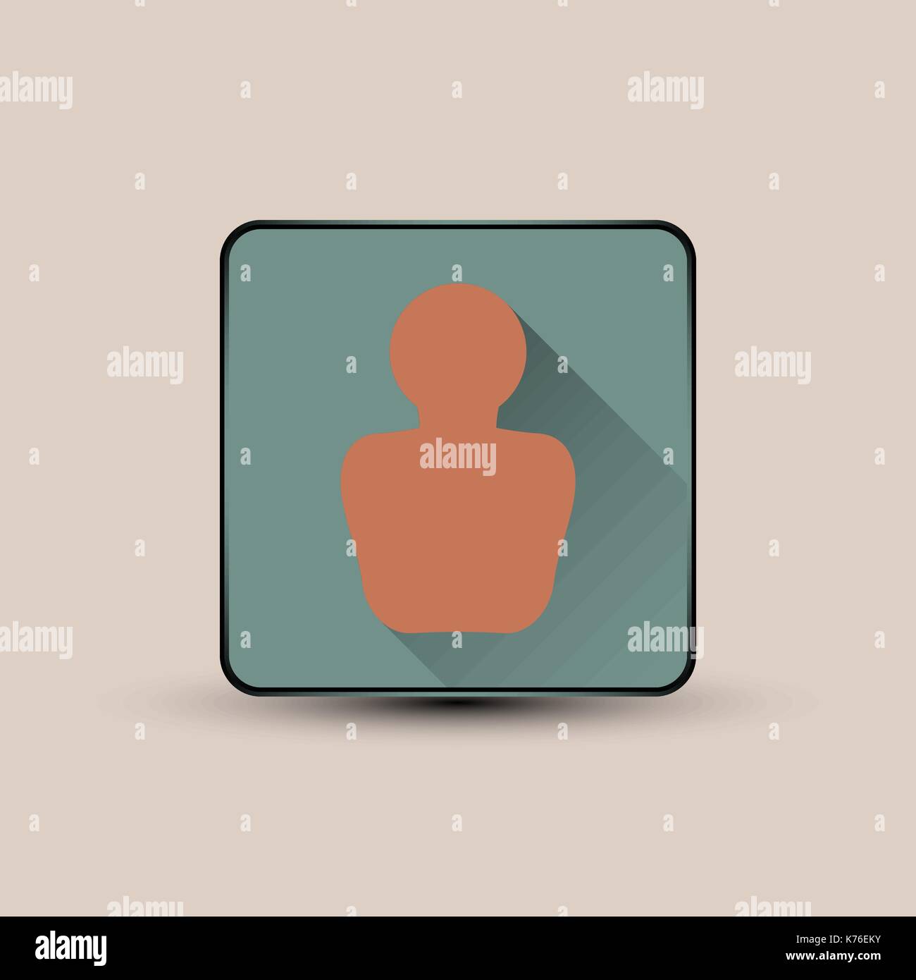 Vector illustration of orange colored man silhouette in gray square ...