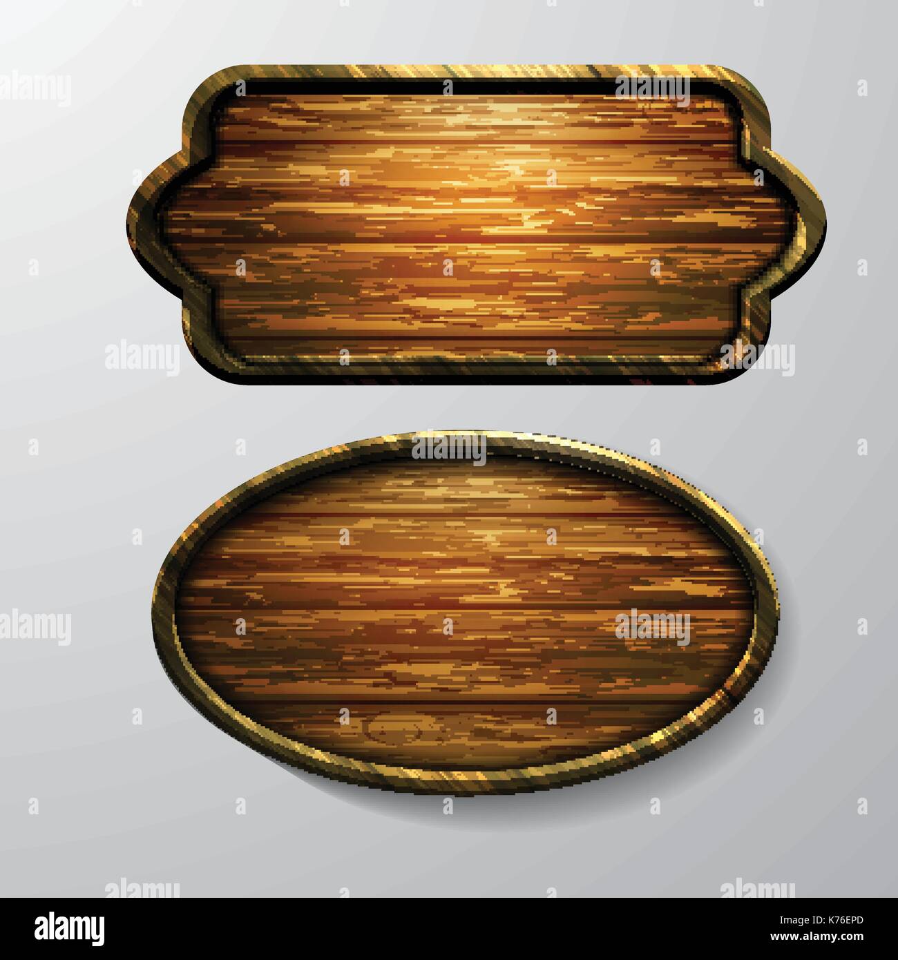 Wooden signs, vector icon set Stock Vector Image & Art - Alamy