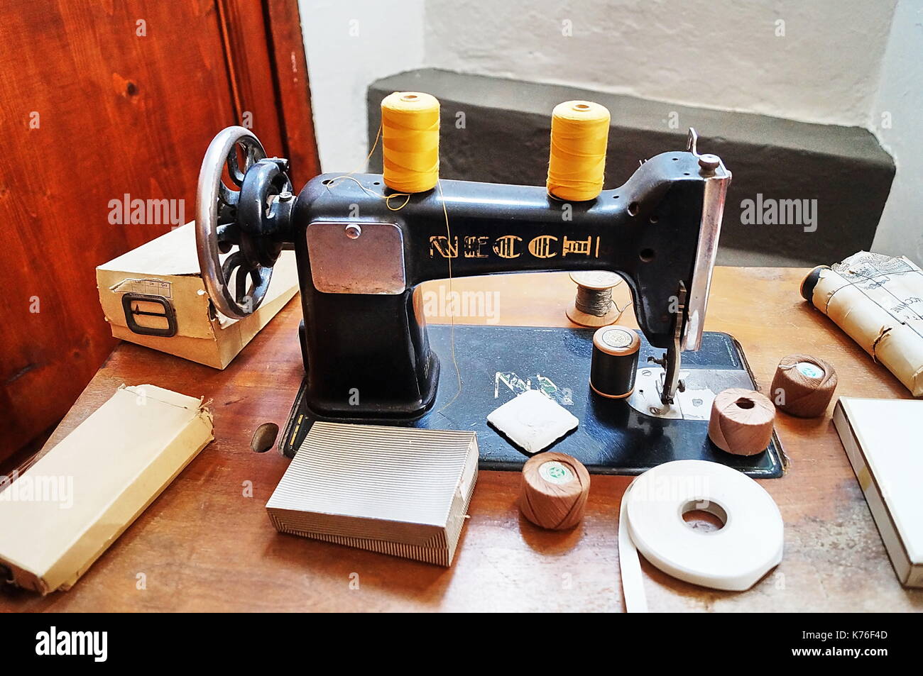 Sewing machine in the old tailoring of Pia Casa Montedomini Florence ...