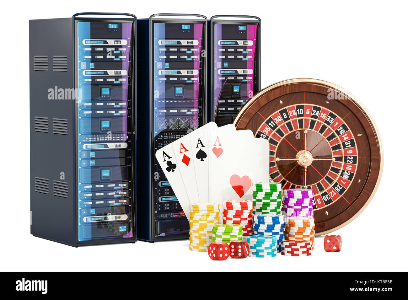 Casino Server concept. Computer Server Racks for gaming, 3D rendering ...