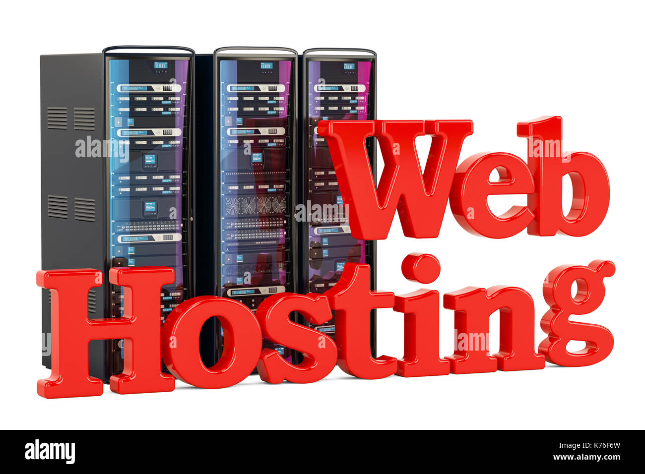 Computer Server Racks, computer web hosting concept. 3D rendering ...