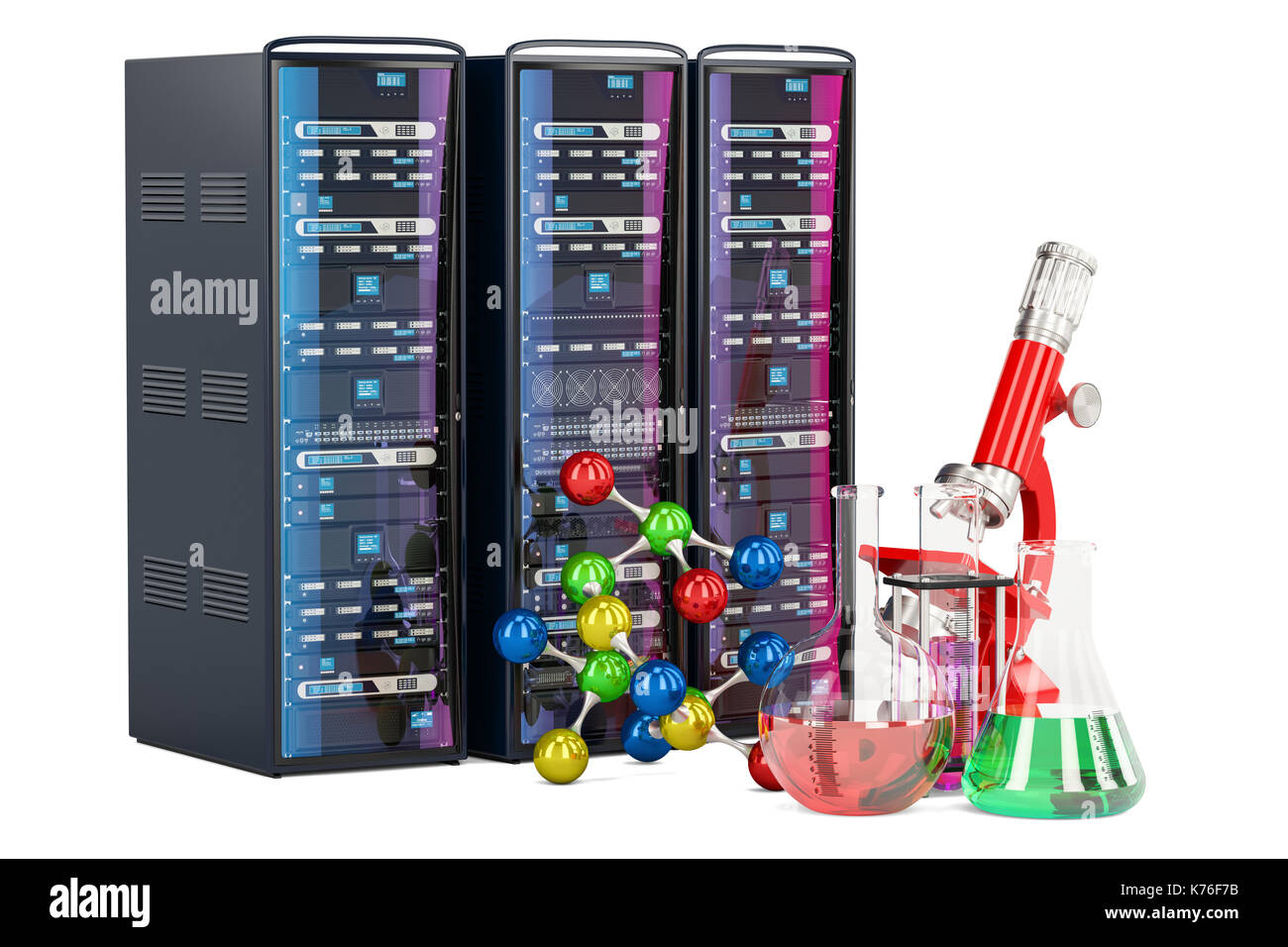 Computer Server Racks for science concept. 3D rendering isolated on ...