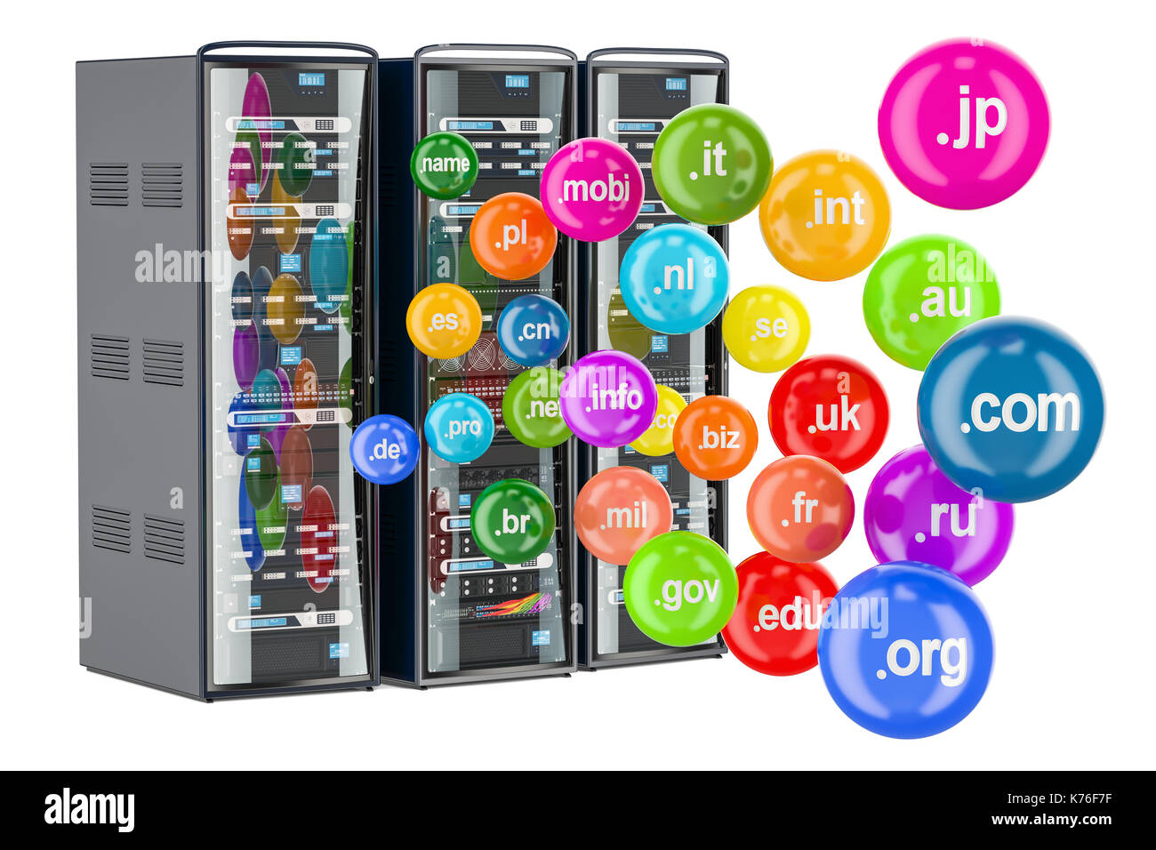 Computer Server Racks with domain names, 3D rendering Stock Photo - Alamy