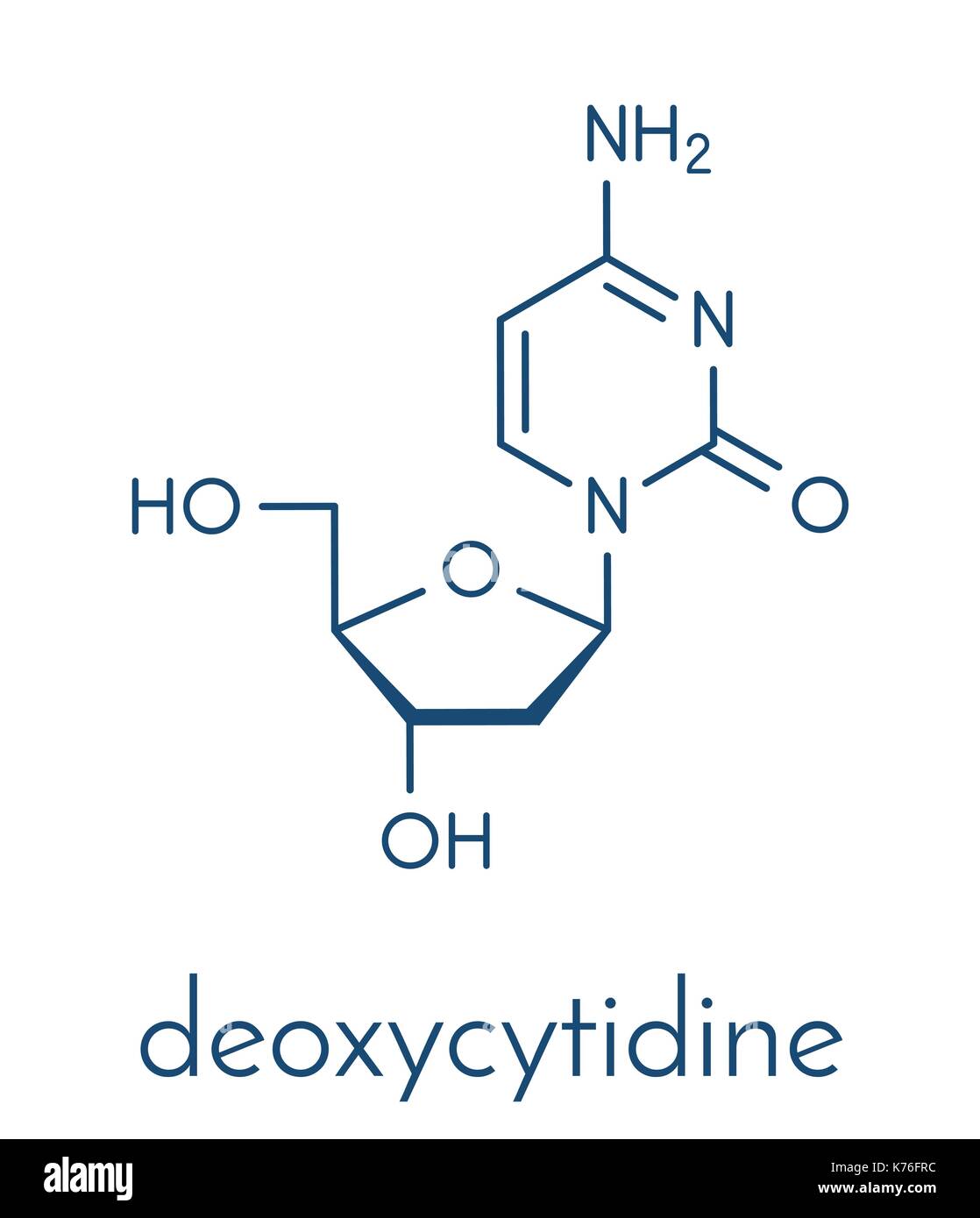 Deoxycytidine (dC) nucleoside molecule. DNA building block. Skeletal ...