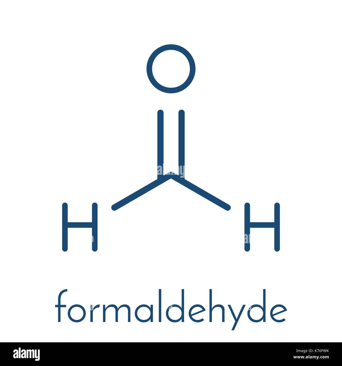 Formaldehyde (methanal) molecule. Important indoor pollutant. Skeletal ...