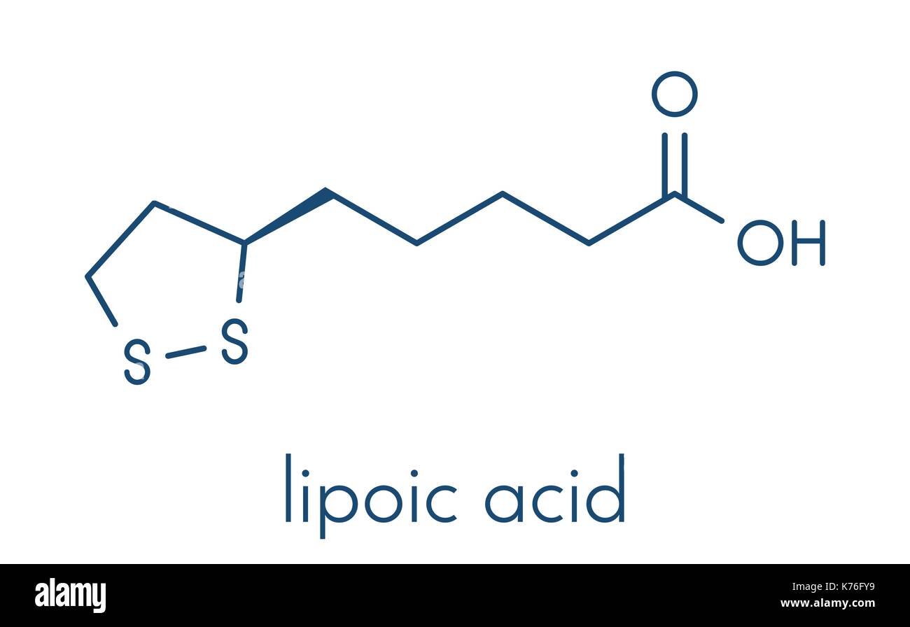 Lipoic acid enzyme cofactor molecule. Present in many nutritional ...