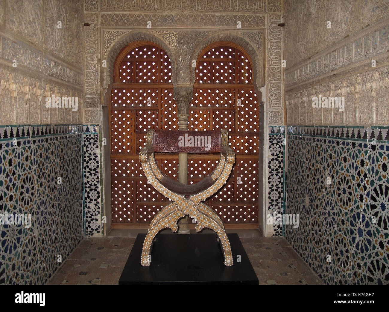 Throne in the Great Hall of Comares, Alhambra Palace, Granada ...