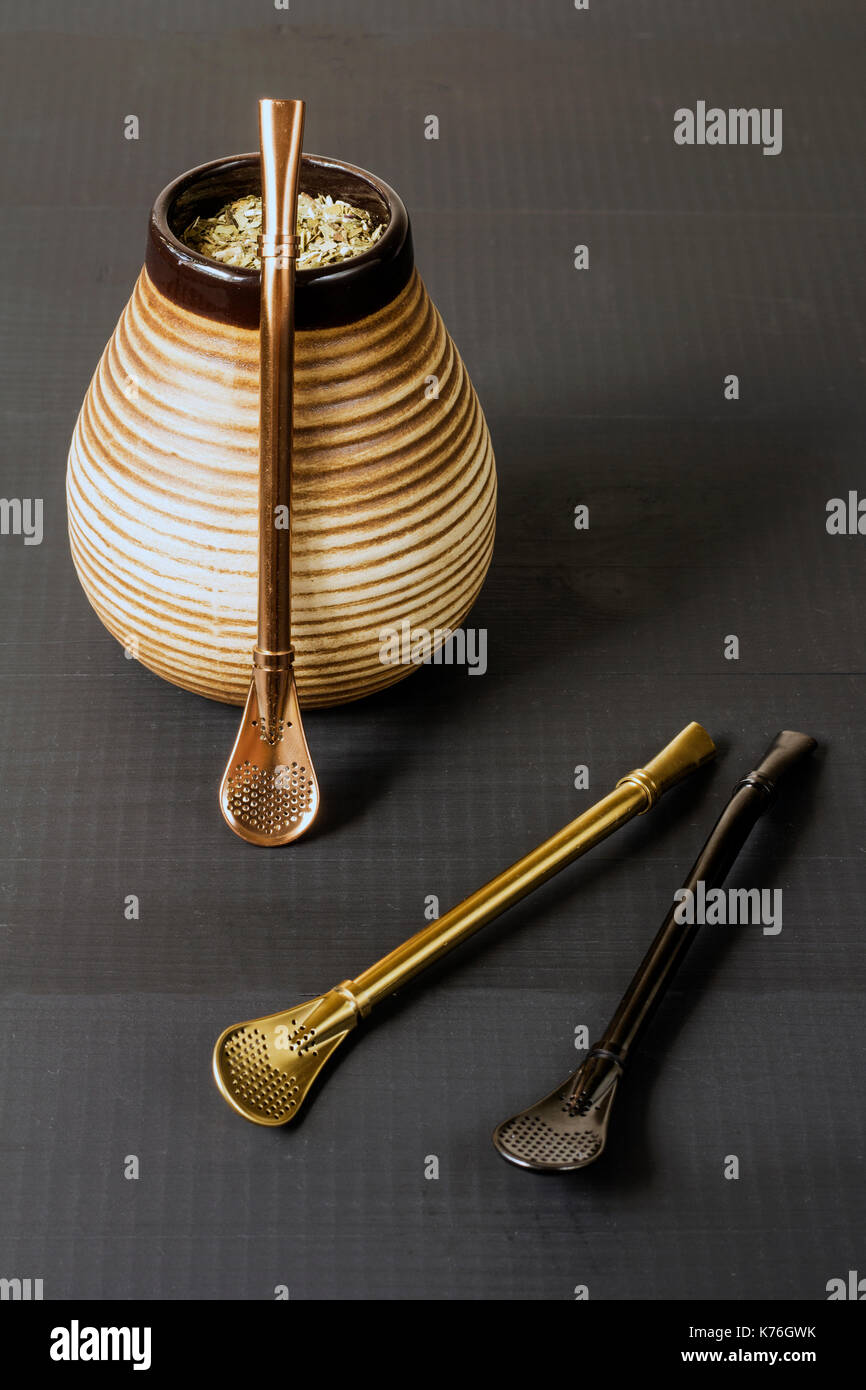 yerba mate with accesories. yerba mate concept scene Stock Photo - Alamy
