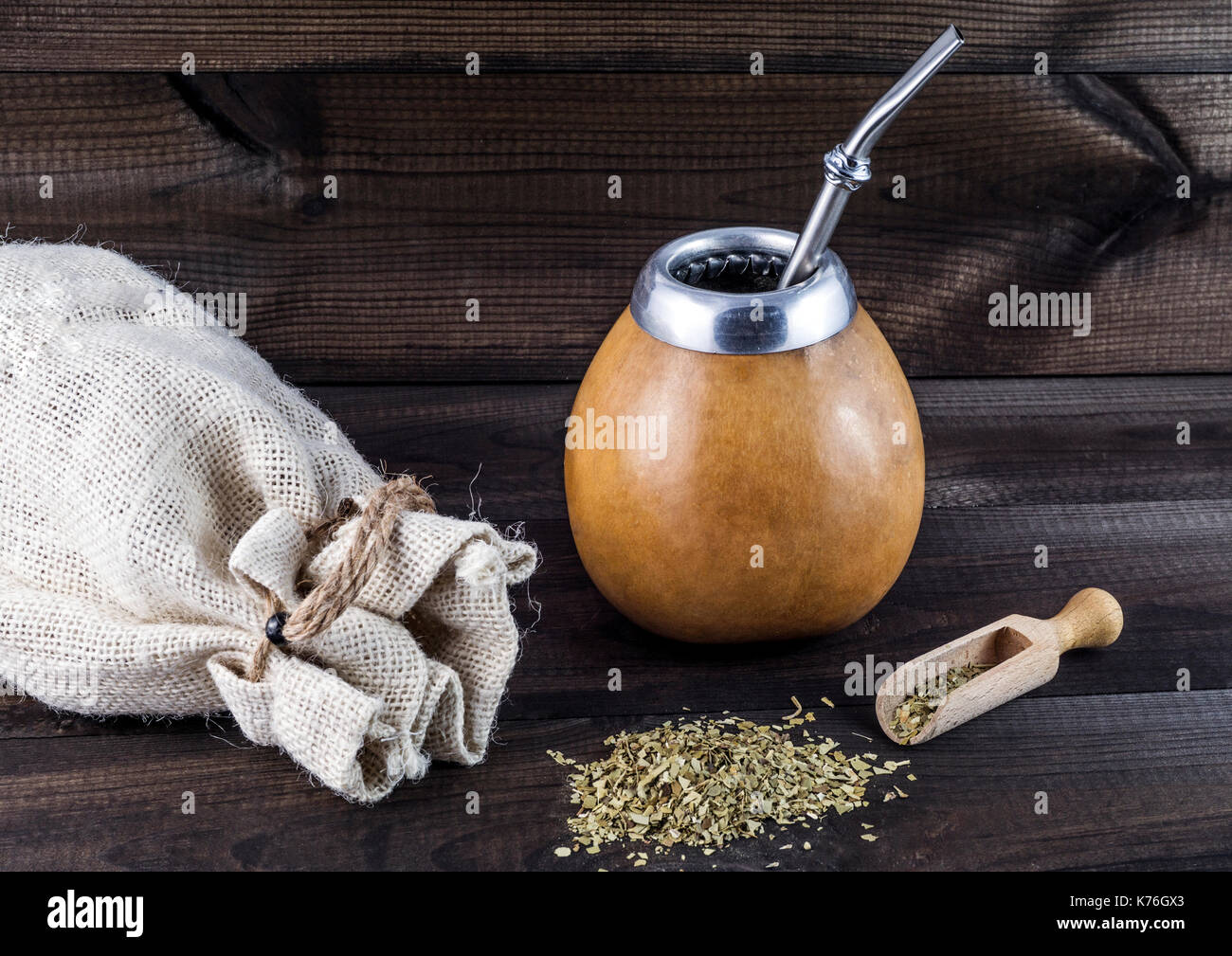 yerba mate with accesories. yerba mate concept scene Stock Photo - Alamy