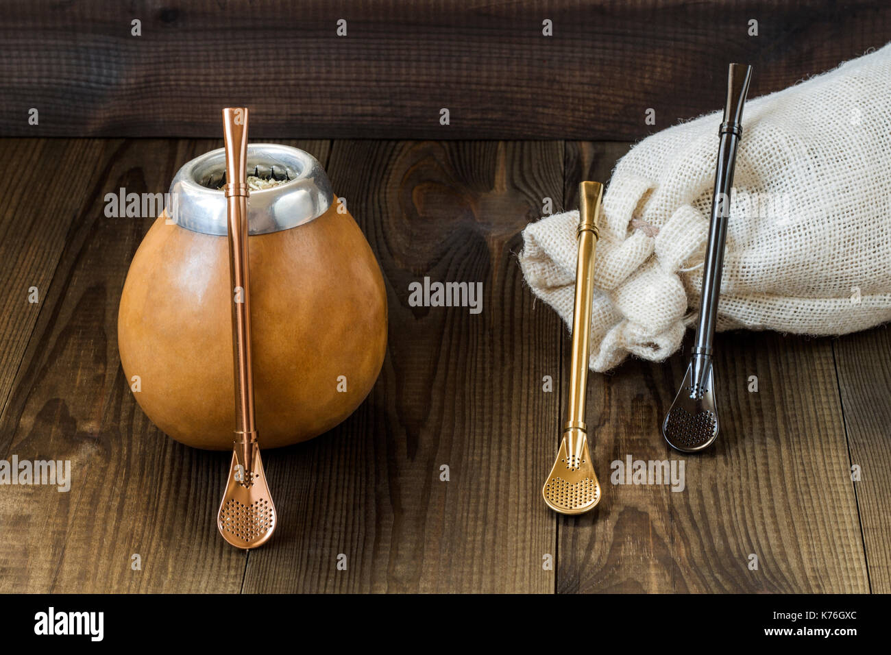 yerba mate with accesories. yerba mate concept scene Stock Photo - Alamy