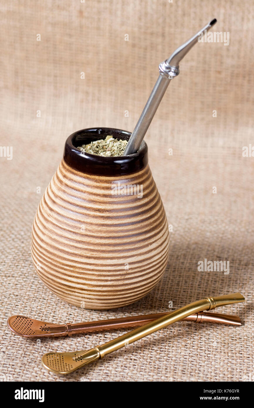 yerba mate with accesories. yerba mate concept scene Stock Photo - Alamy
