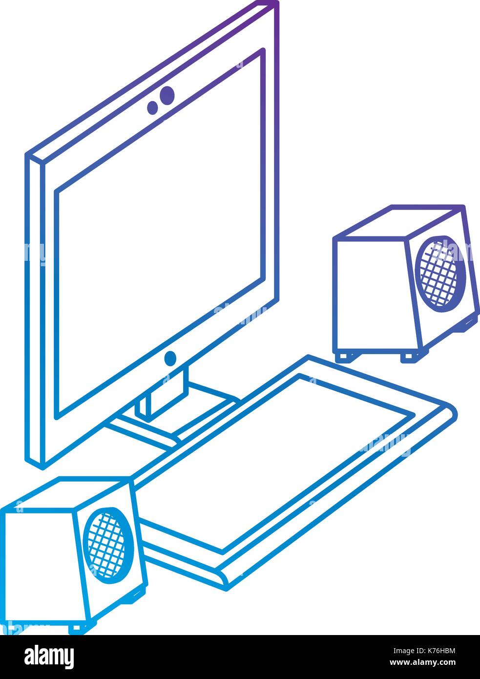 Desktop computer speakers keyboard Stock Vector Images - Alamy