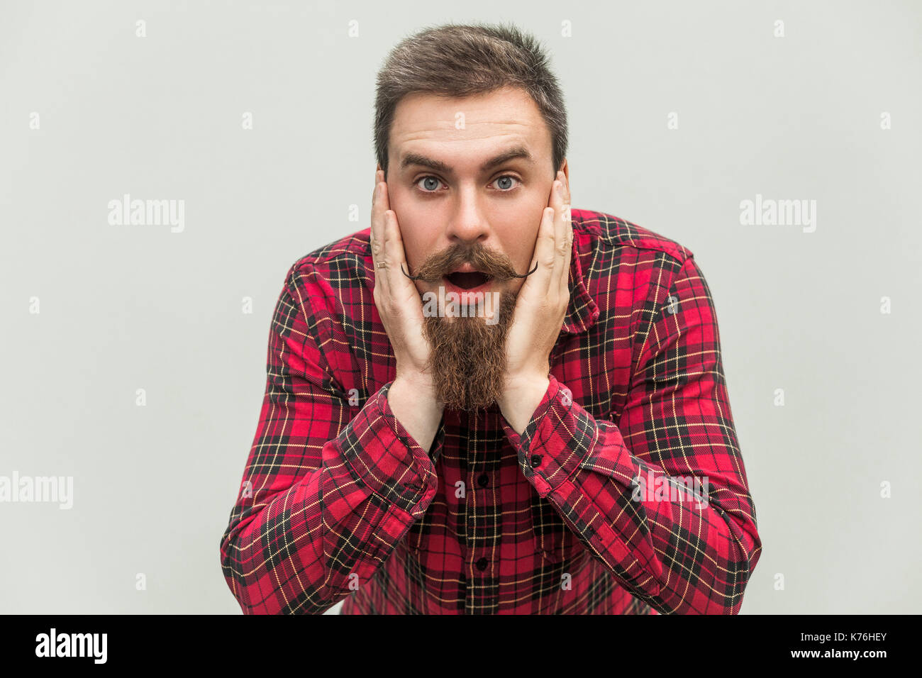 No way! Surprised young adult man with opened mouth and big eyes ...