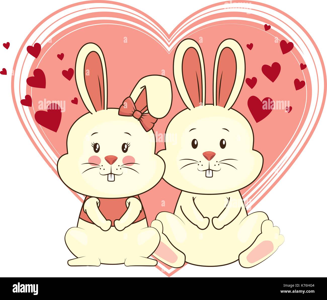 cute couple rabbits characters card vector illustration design Stock ...