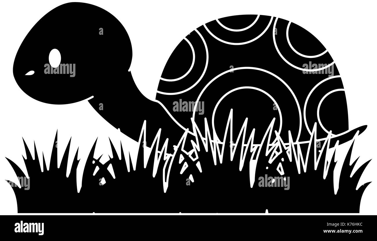 cute turtle in grass vector illustration design Stock Vector Image ...