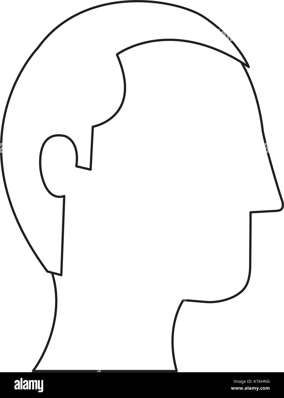 head profile of man icon over white background vector illustration ...