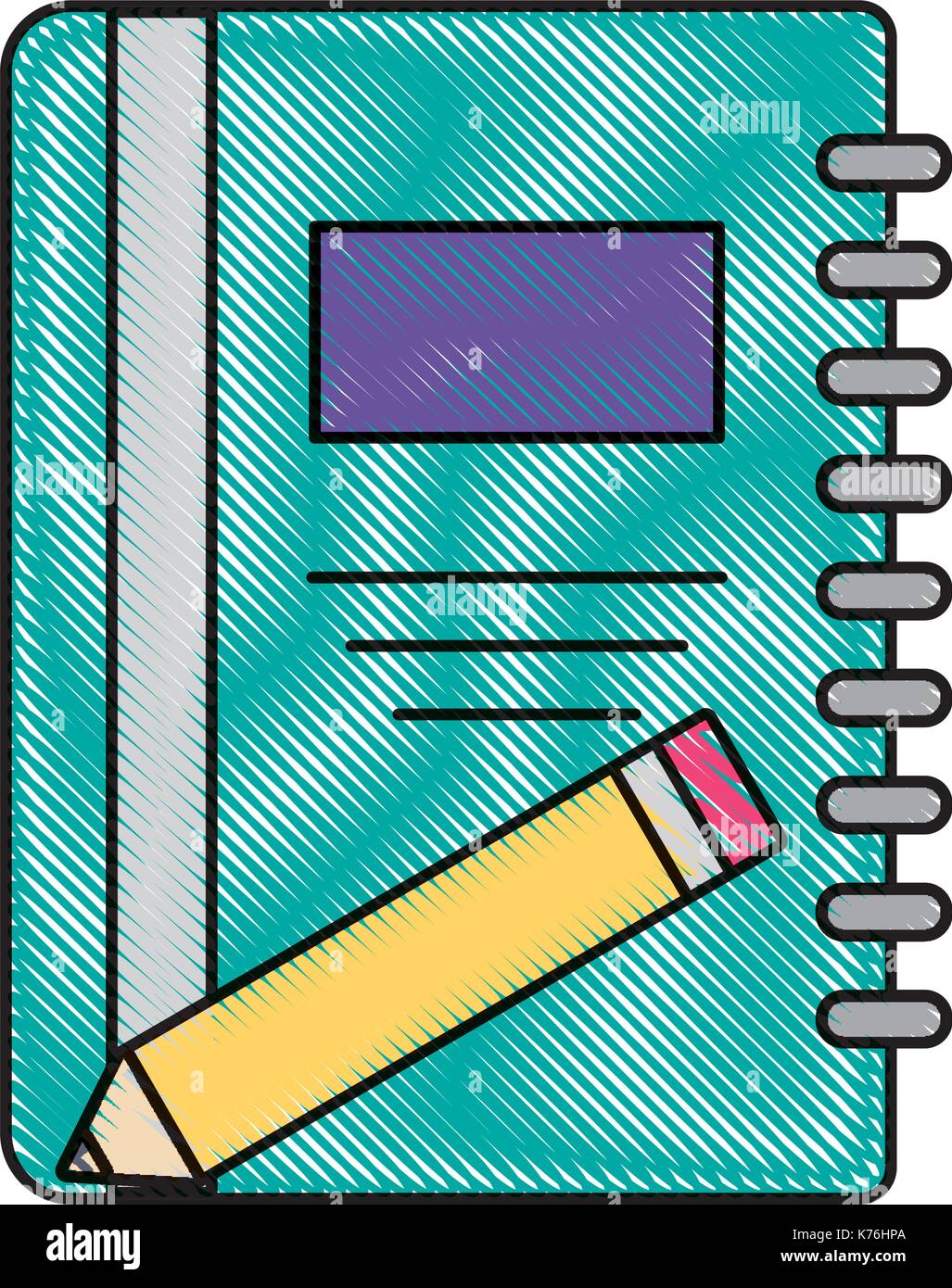 notebook and pencil icon over white background colorful design vector ...