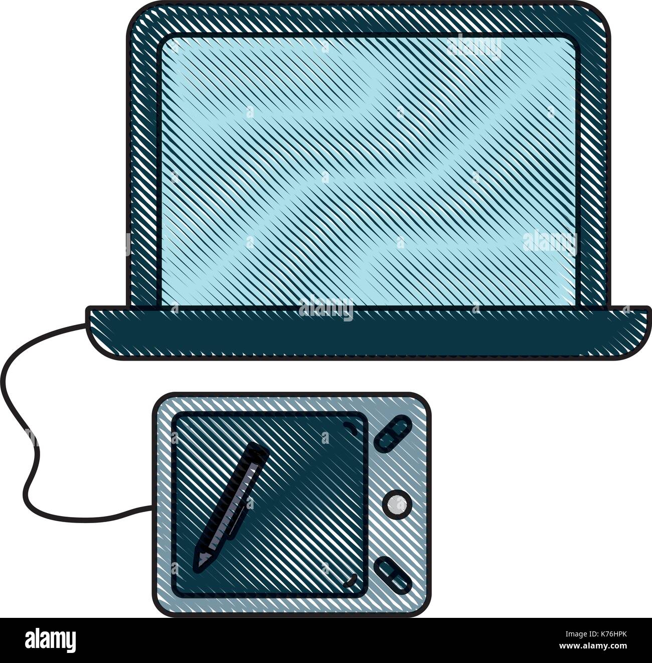 computer with graphic tablet icon over white background computer vector ...