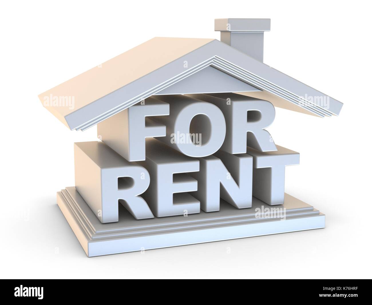 FOR RENT house sign side view 3D render illustration isolated on white ...