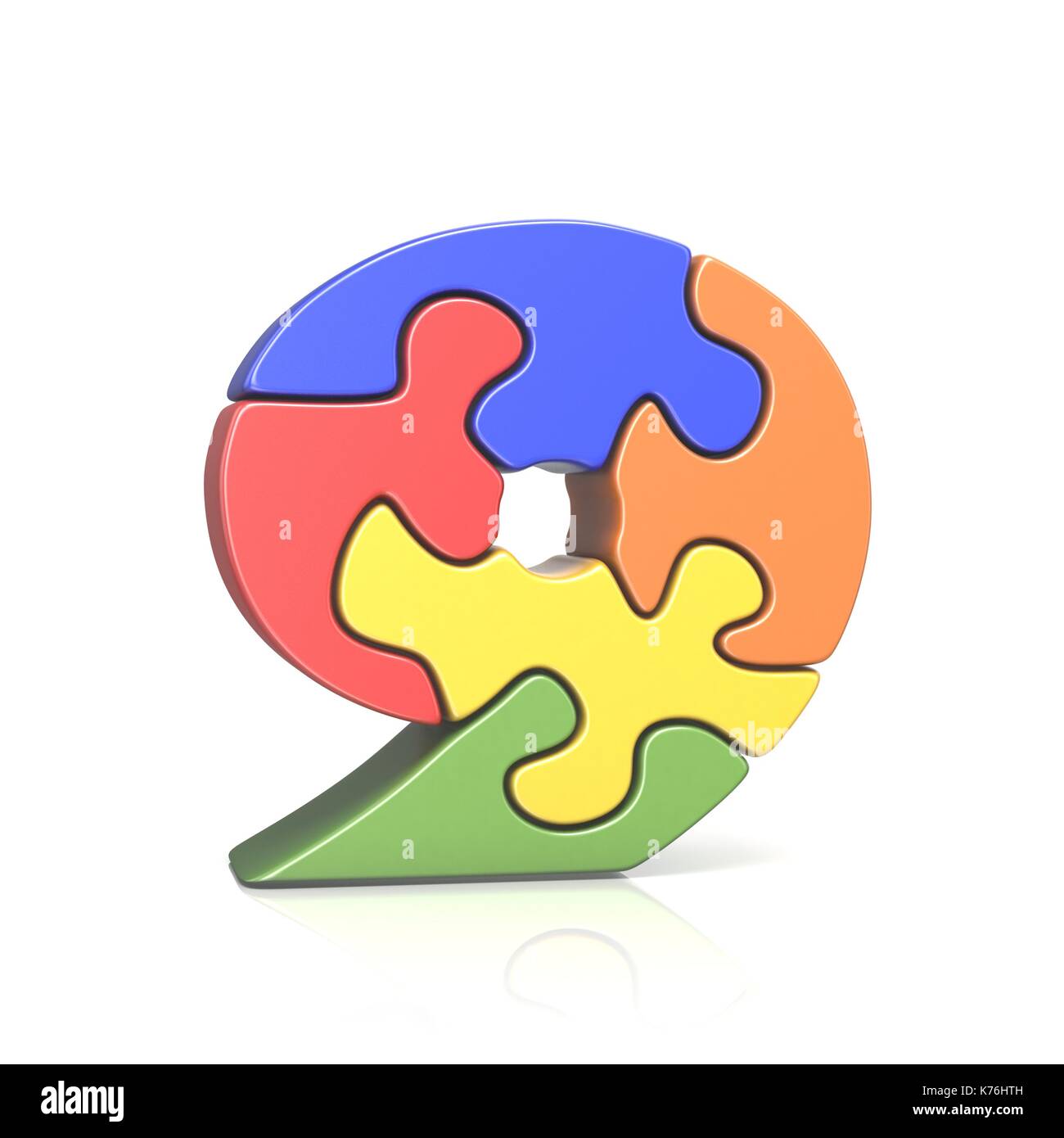 Puzzle jigsaw number NINE 9 3D render illustration isolated on white ...