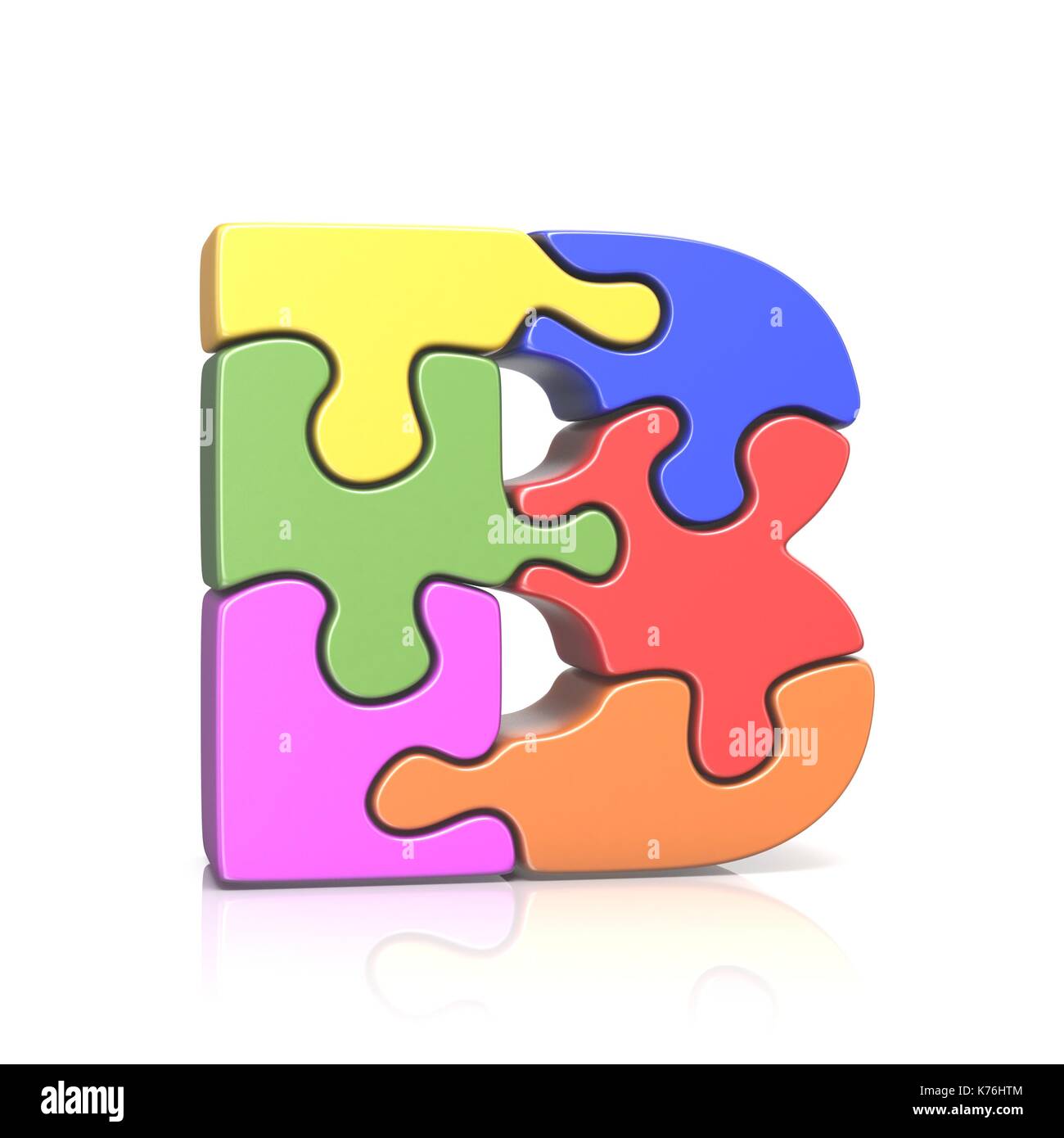 Puzzle jigsaw letter B 3D render illustration isolated on white ...