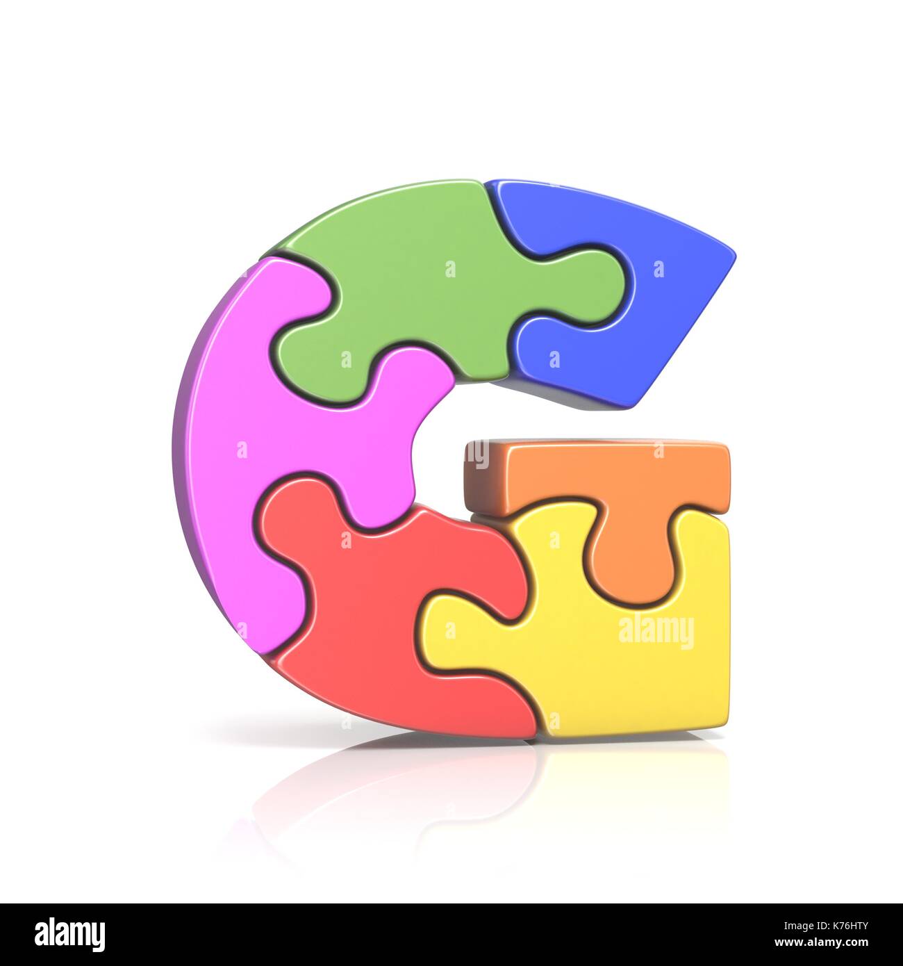 Puzzle jigsaw letter G 3D render illustration isolated on white ...