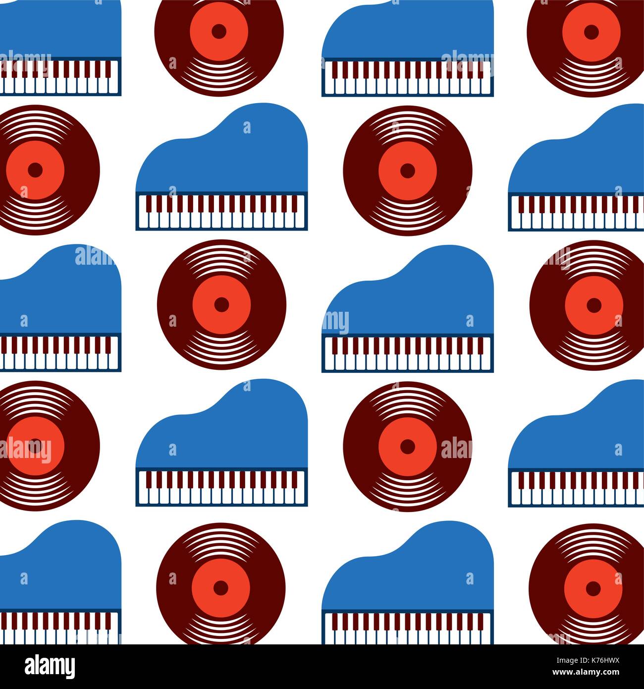classic piano and vinyl seamless pattern image Stock Vector Image & Art ...