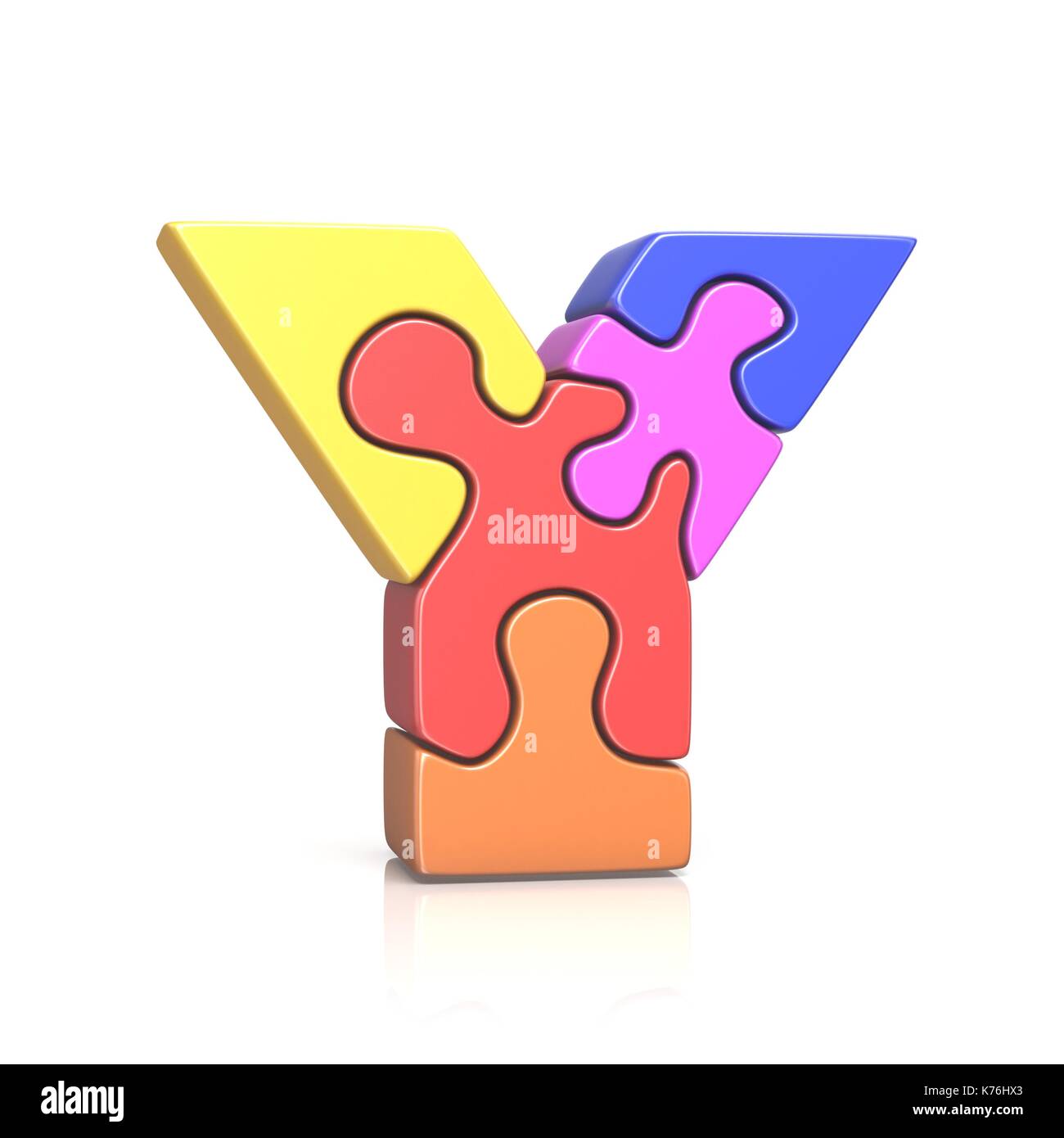 Puzzle jigsaw letter Y 3D render illustration isolated on white ...