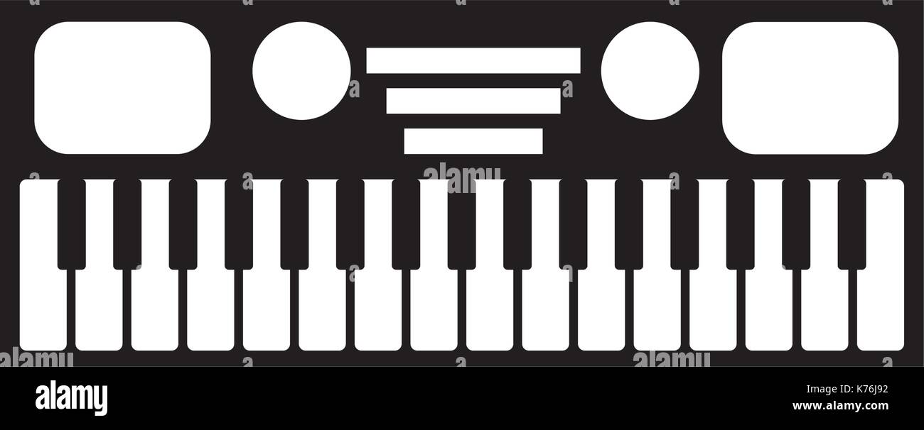 synthesizer electronic instrument keyboard musical on white background ...