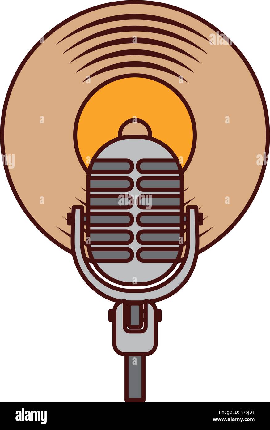 microphone music vinyl disk vintage cartoon Stock Vector Image & Art ...