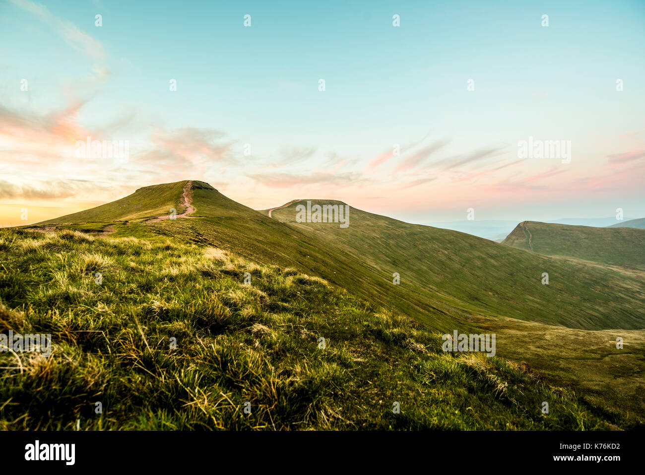 Pen y Fan and Corn Du. Brecon Beacons. Sunset, Wales UK Stock Photo - Alamy