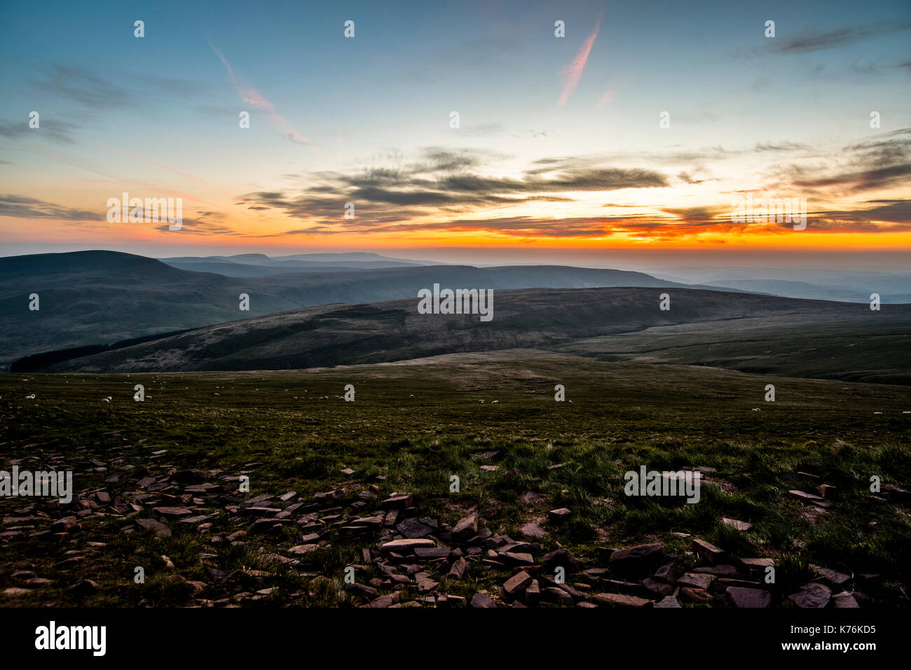 Pen y Fan and Corn Du. Brecon Beacons. Sunset, Wales UK Stock Photo - Alamy
