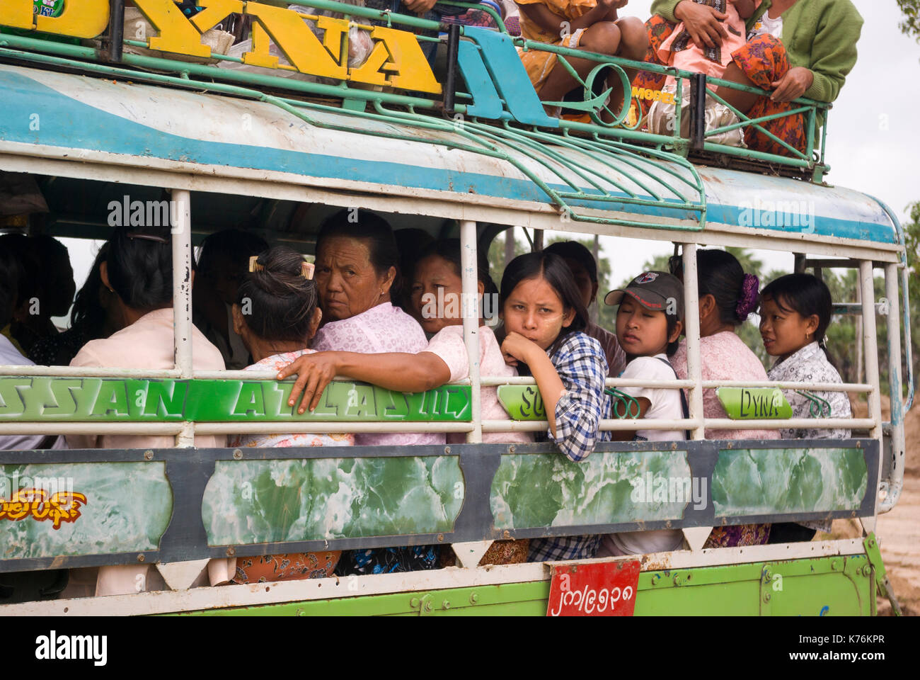 Local bus from Bagan to Mount Popa Stock Photo - Alamy