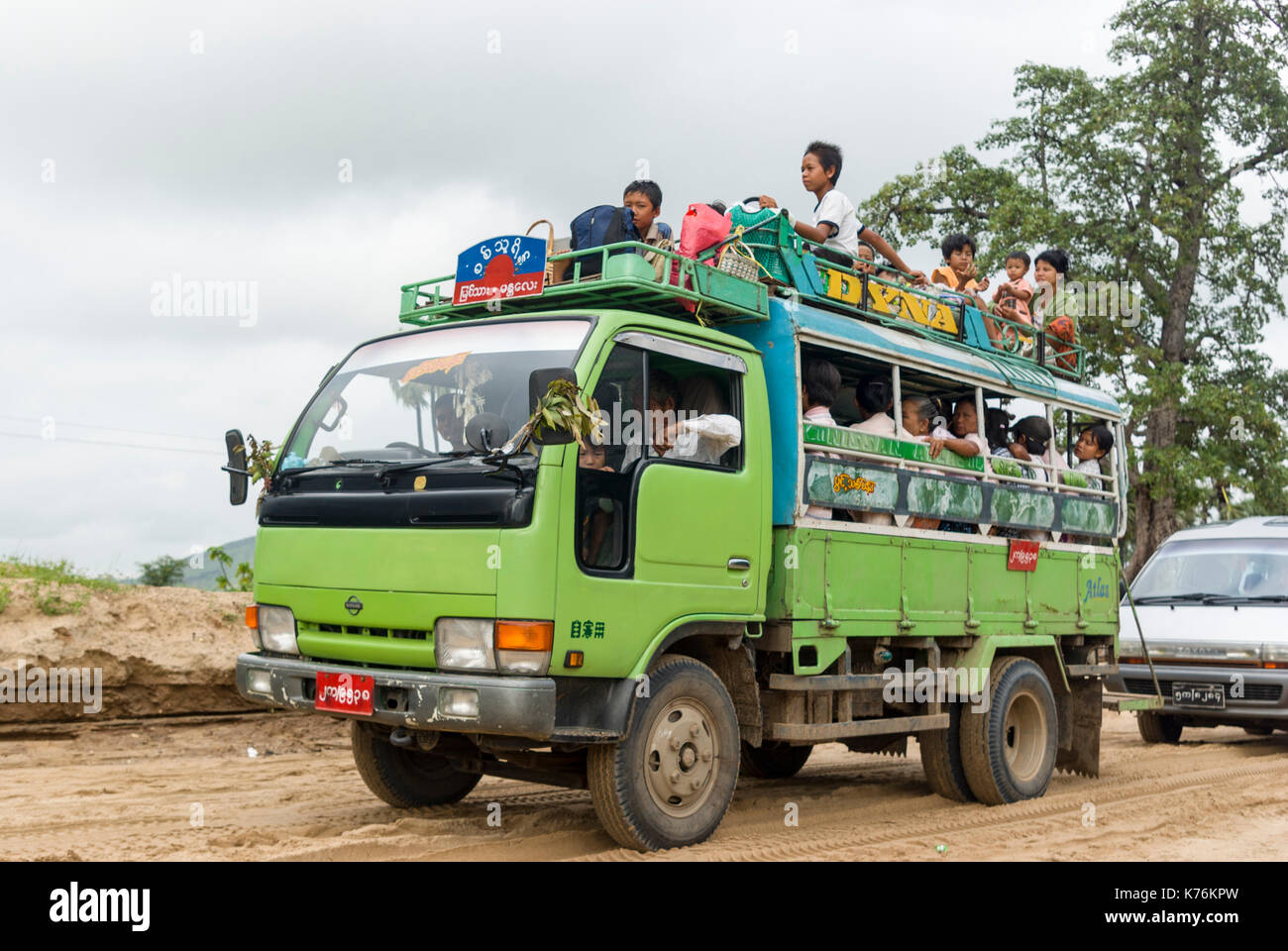 Local bus from Bagan to Mount Popa Stock Photo - Alamy
