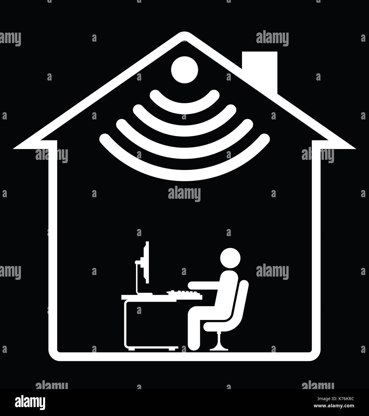 Representation of home WIFI isolated on black background Stock Photo ...
