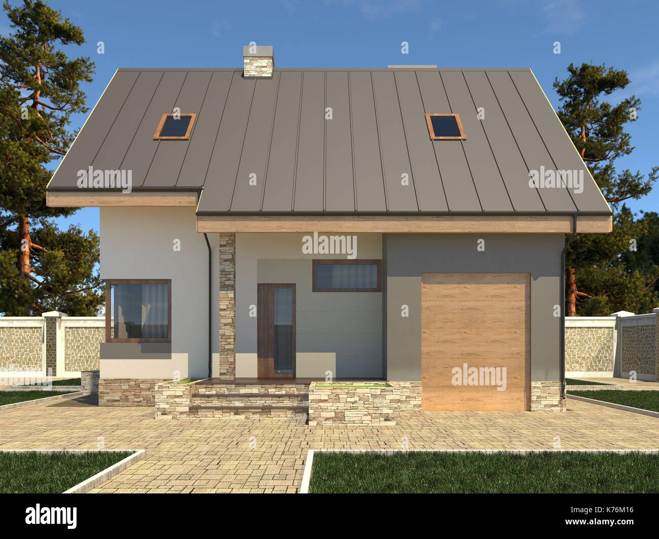 Photo realistic render of the house 3d illustration Stock Photo - Alamy
